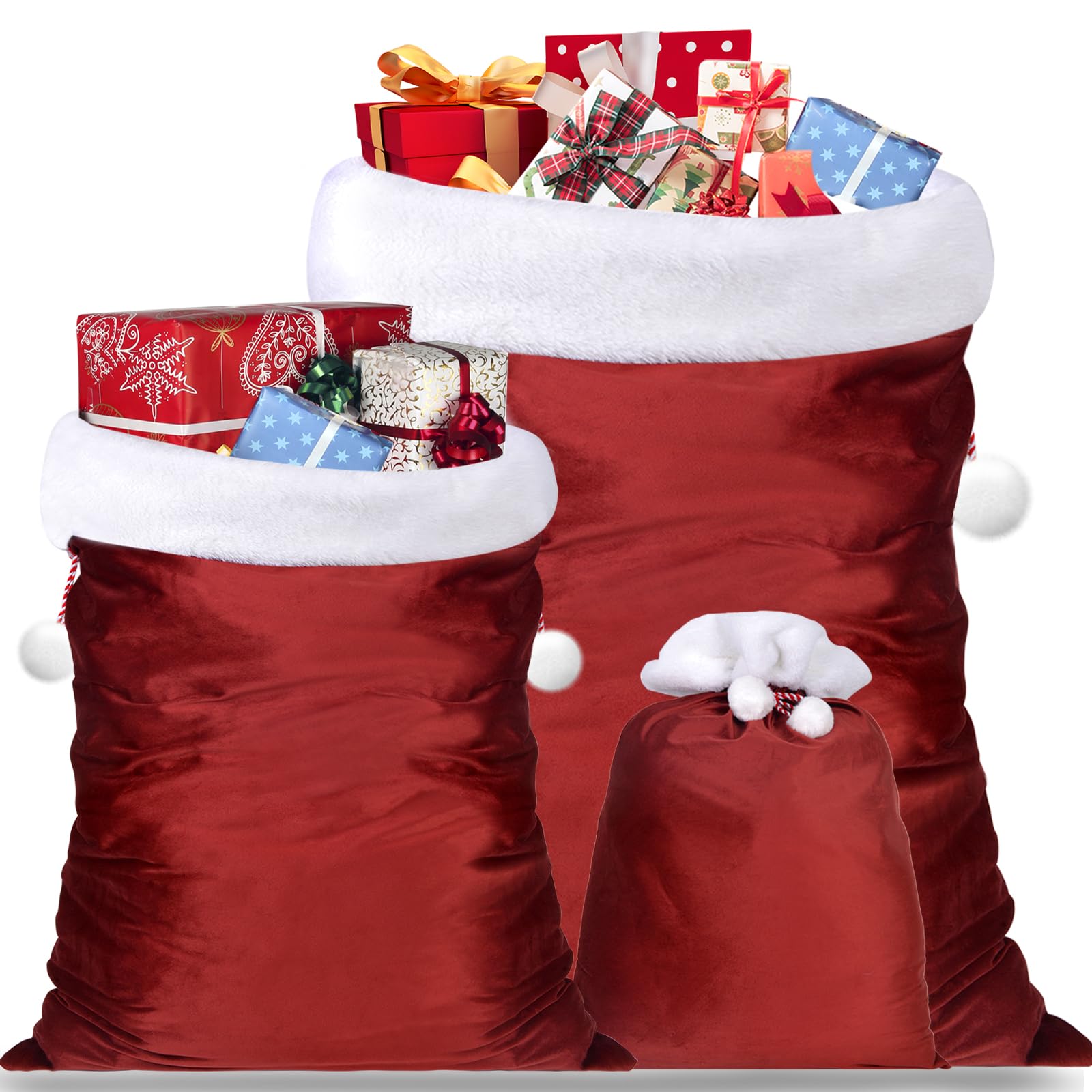 Amazon.com: QZUnique Christmas Velvet Santa Bag - 36 x 28/28 x 20/16 x ...