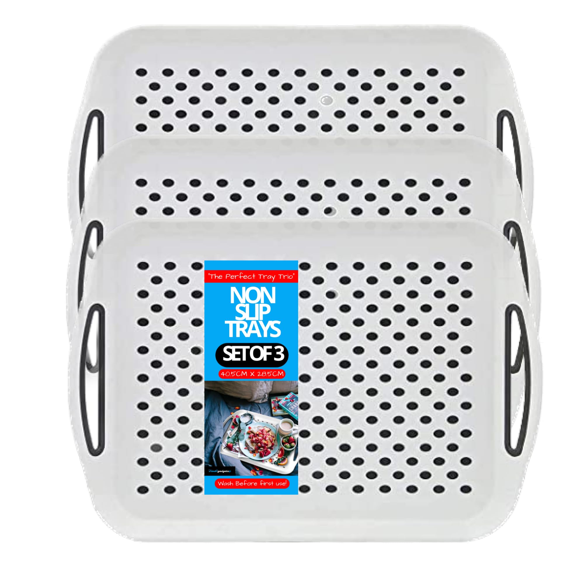 FIVEGGADGETS® (3 Pack) Anti Slip Trays Non Slip Tray for Dinner Serving ...