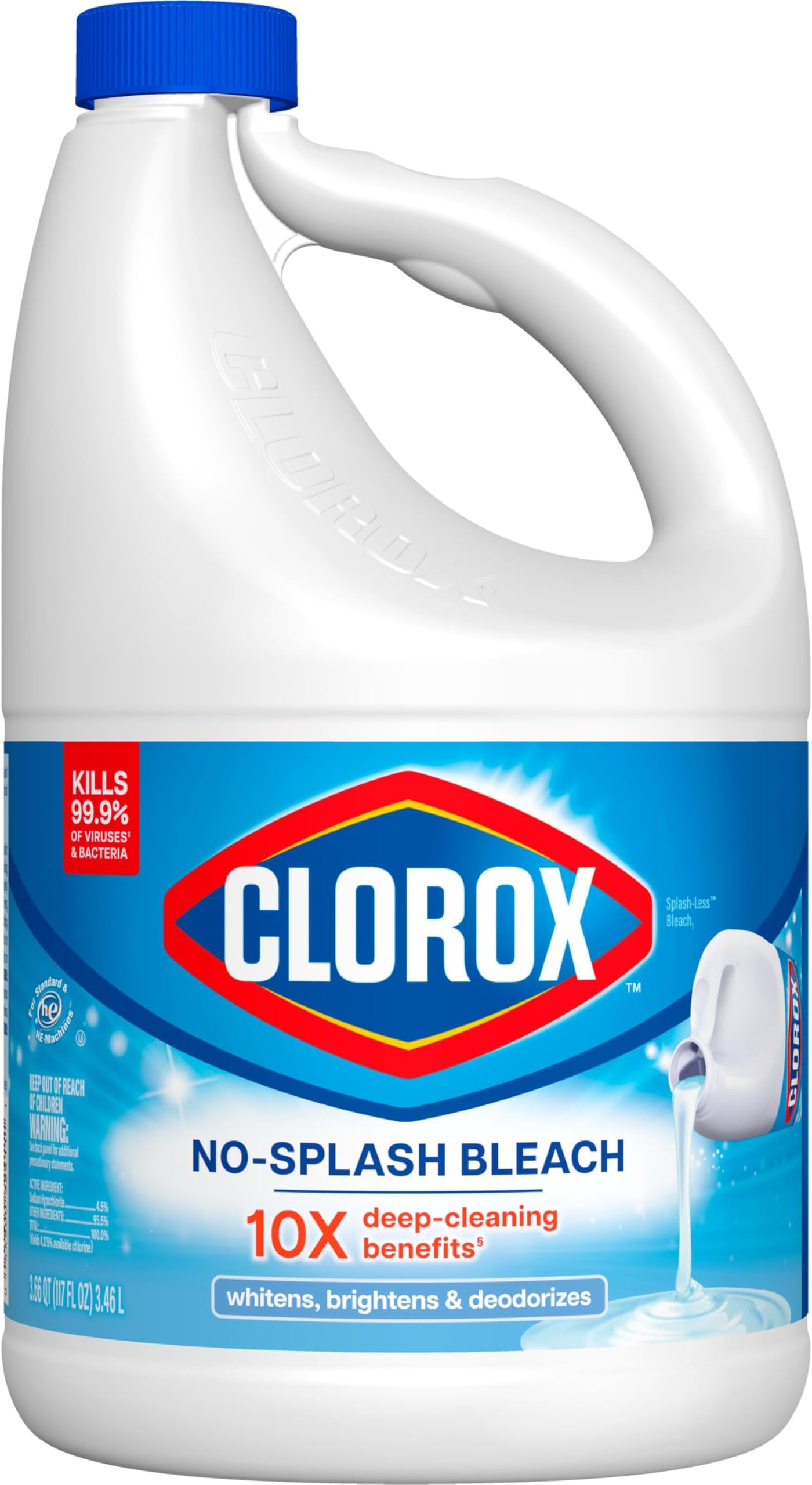 Amazon.com: Clorox Splash-Less Bleach1, Disinfecting Bleach, Regular ...