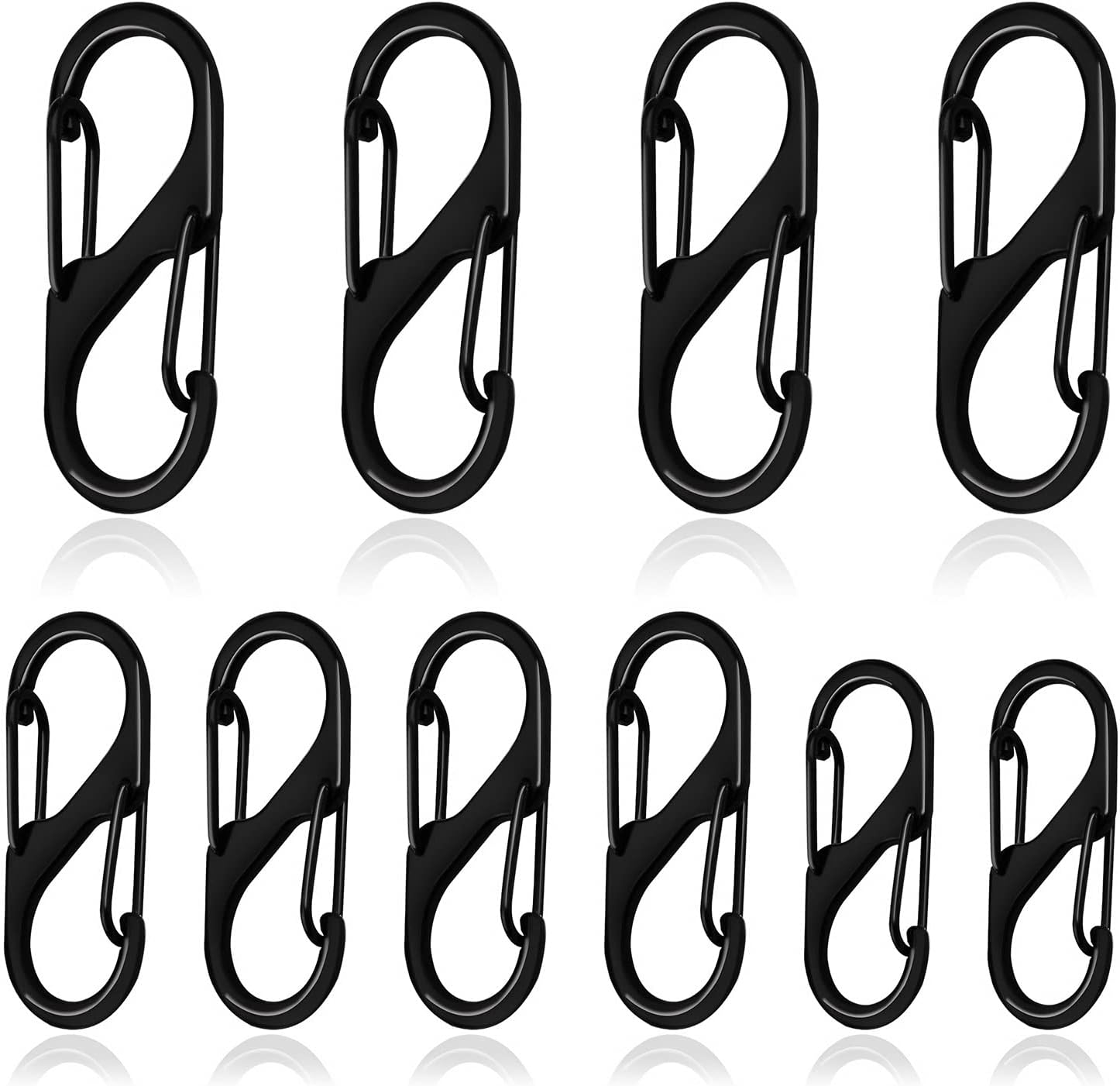 10 Pcs S Small Carabiner Keyring Clip, 3 Sizes Dual Opening Keychain S ...
