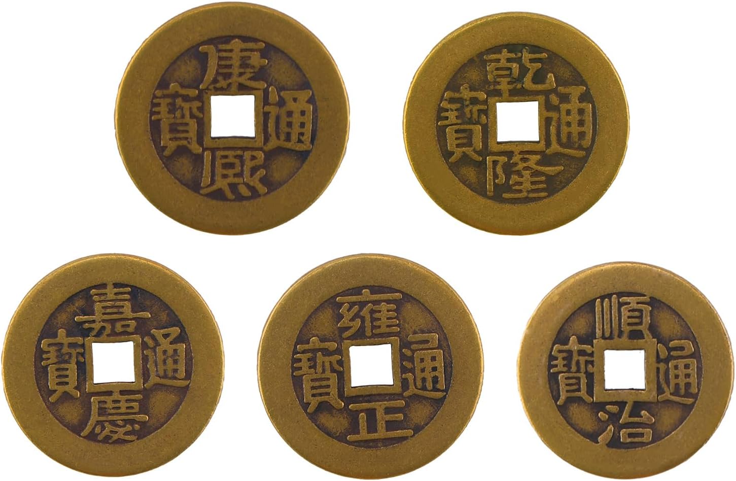 Amazon.com: 5pcs Brass Chinese Feng Shui Coins, 1.1 Inch Lucky I Ching ...