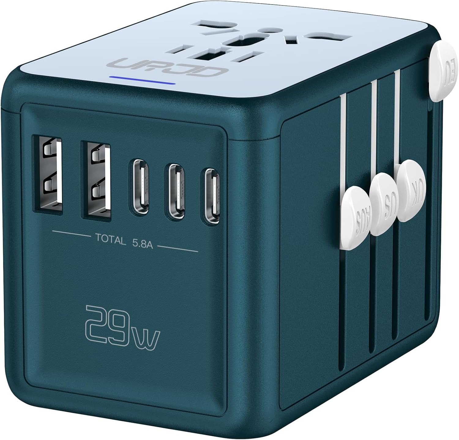 Amazon.com: URJD Universal Travel Adapter with 6.0A 3X 3.0A USB-C Ports ...