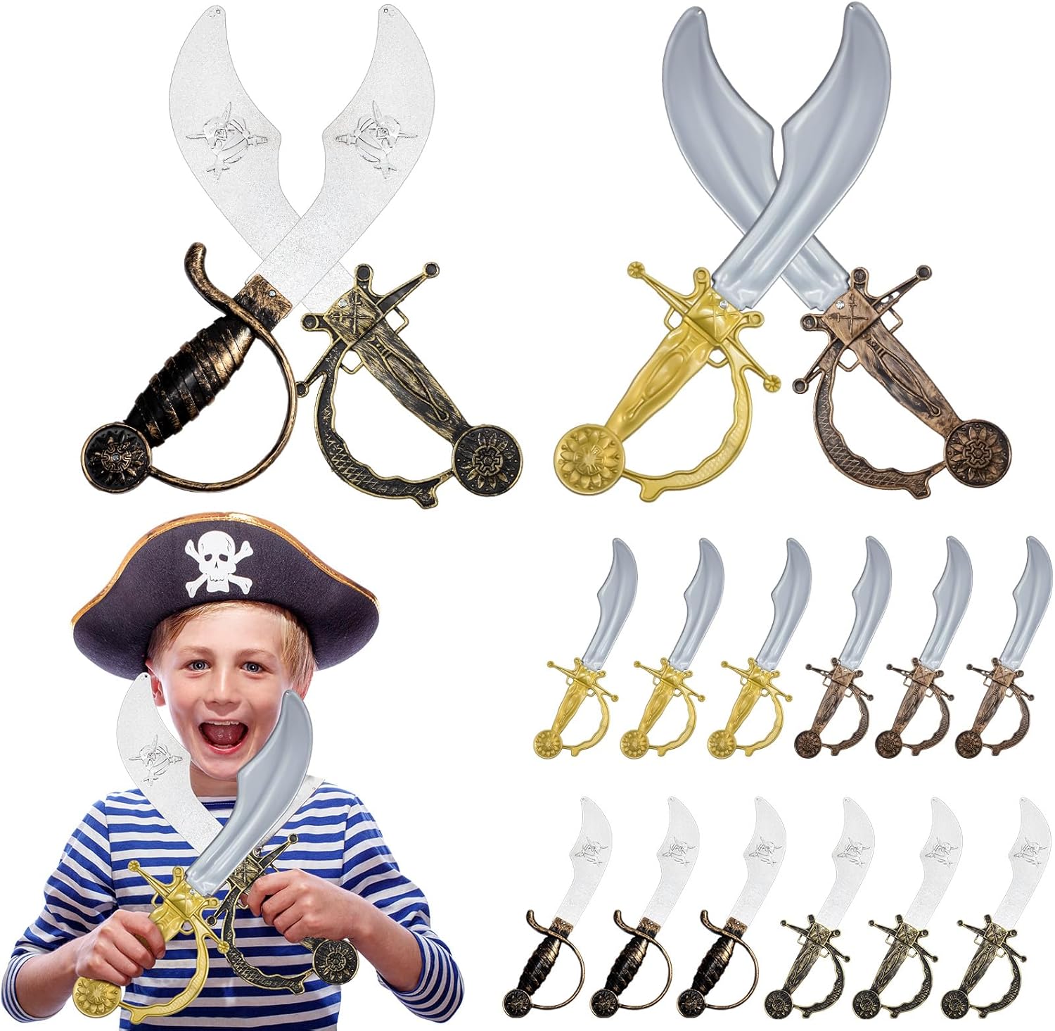Amazon.com: Liliful 12 Pcs Halloween Pirate Sword Prop Cosplay Dagger ...