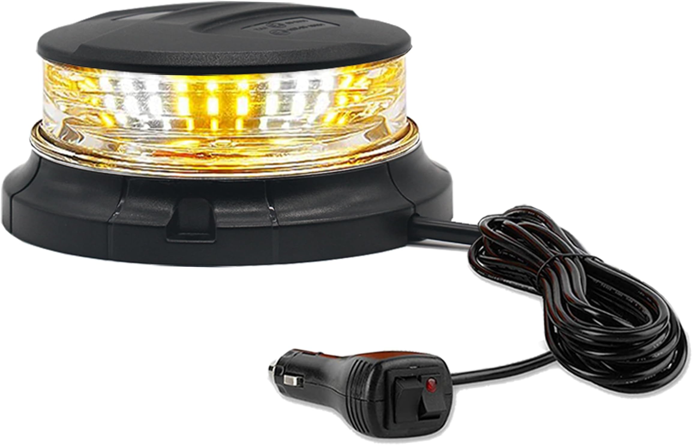 Polieez Amber&White Beacon Light, 42 LEDs Flashing Warning Lights, 12 ...