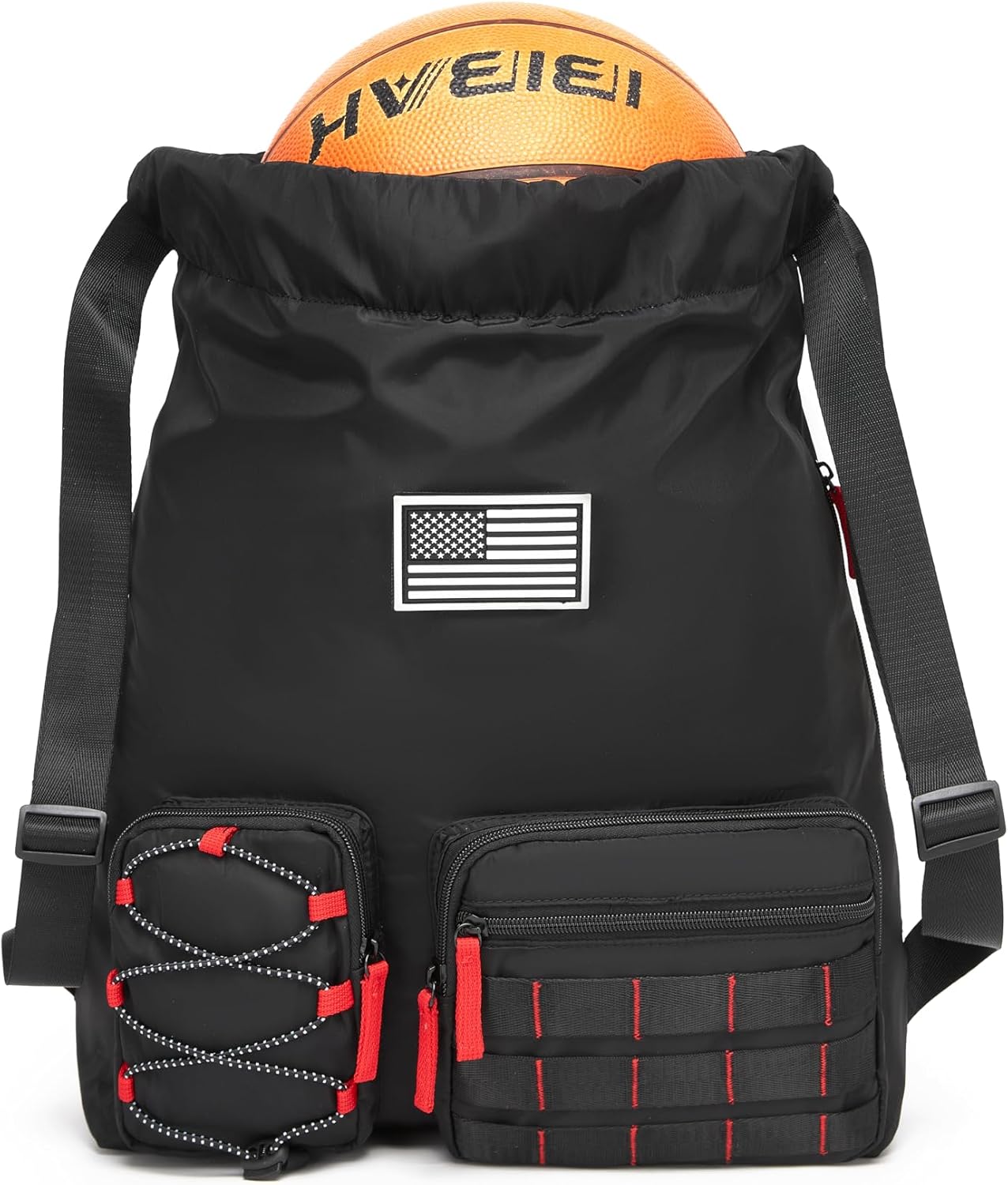 Amazon.com | seyfocnia Drawstring Backpack Tactical Cinch Bag, Nylon ...