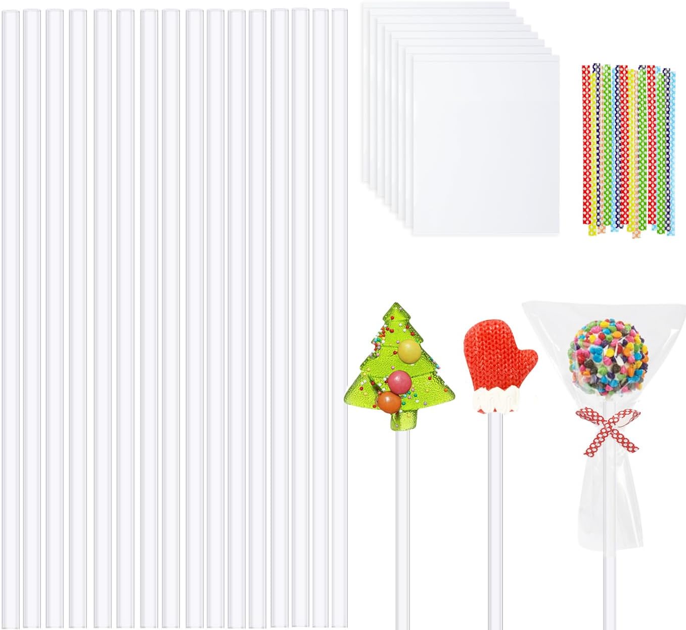 Amazon.com: MULTIONS 300PCS Acrylic Lollipop Sticks Kit,100pcs Clear ...