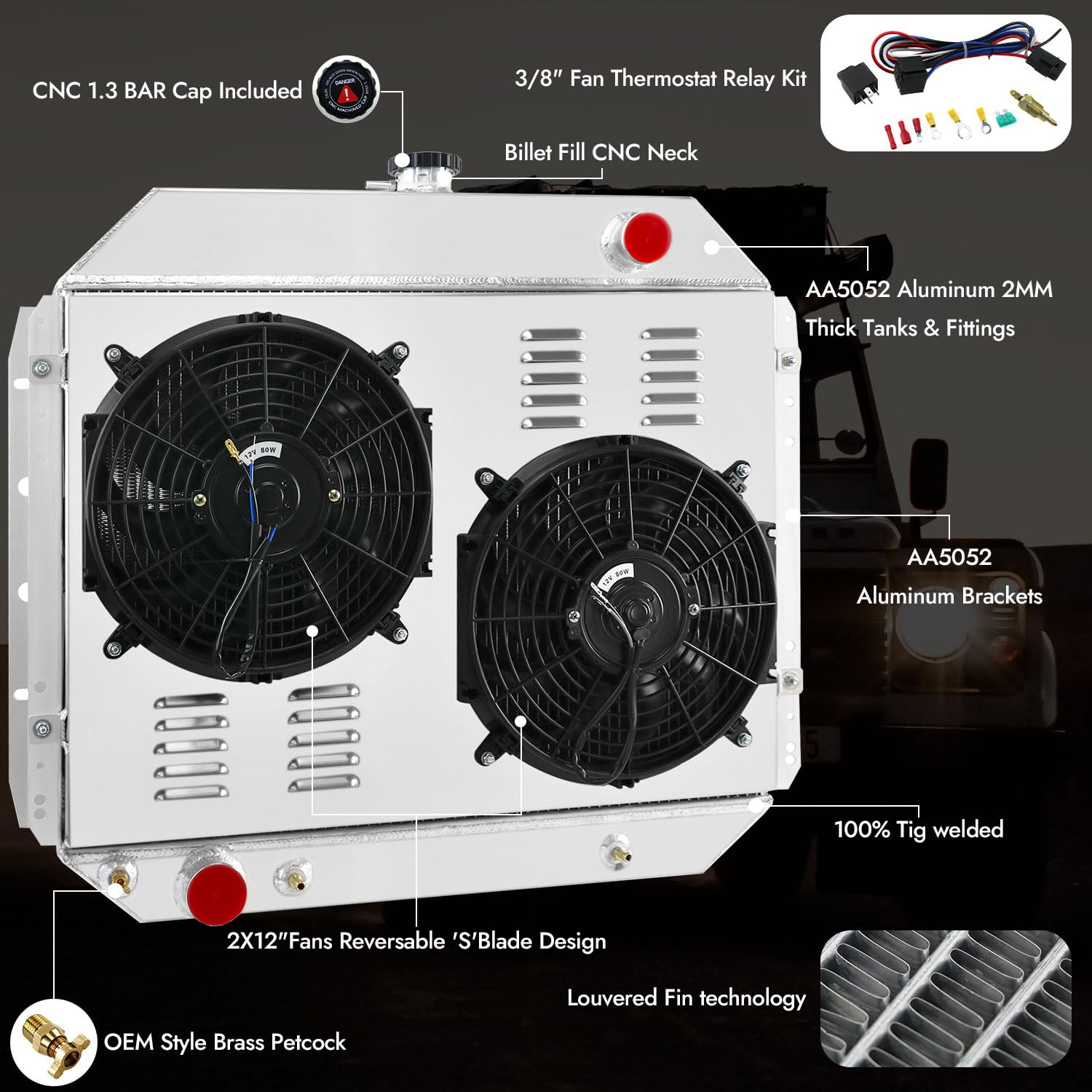 Snapklik.com : CU433 3 Row Aluminum Radiator For 1966-1979 Ford F100 ...