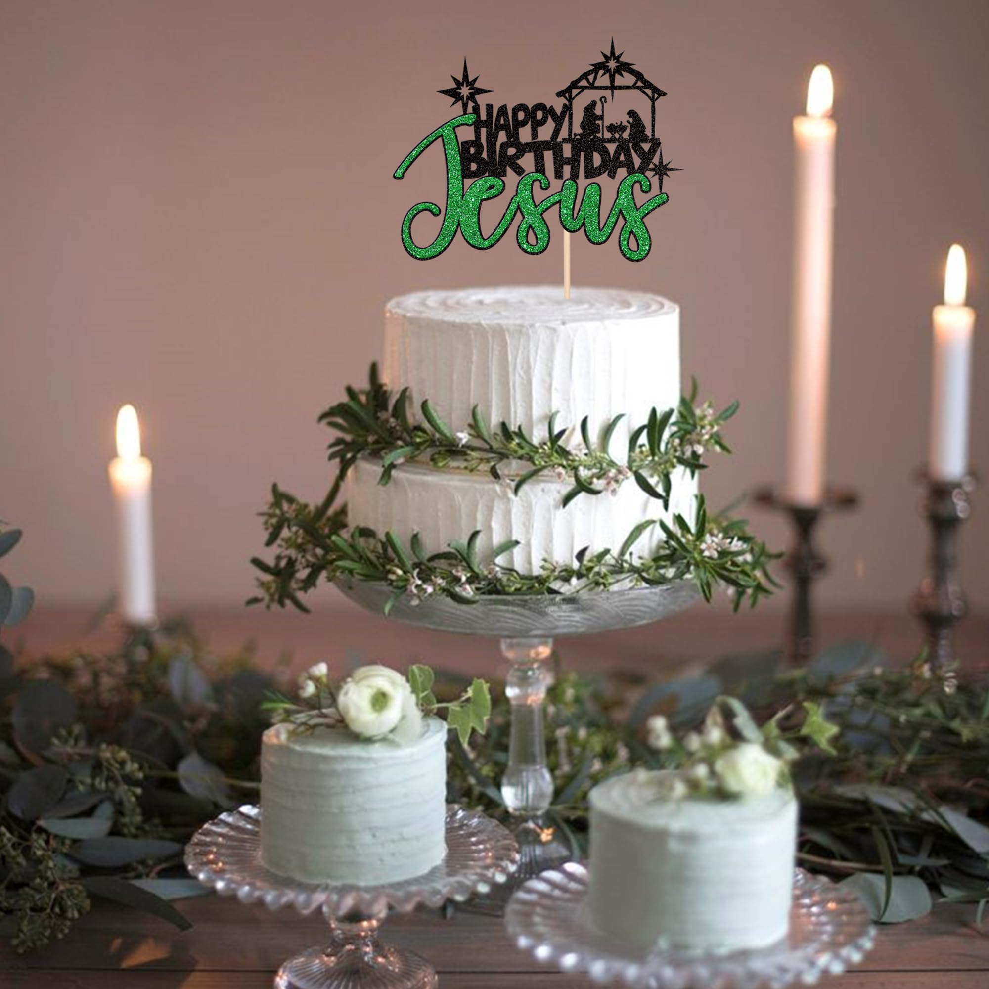 Snapklik.com : 1 PCS Happy Birthday Jesus Cake Topper Glitter Merry ...