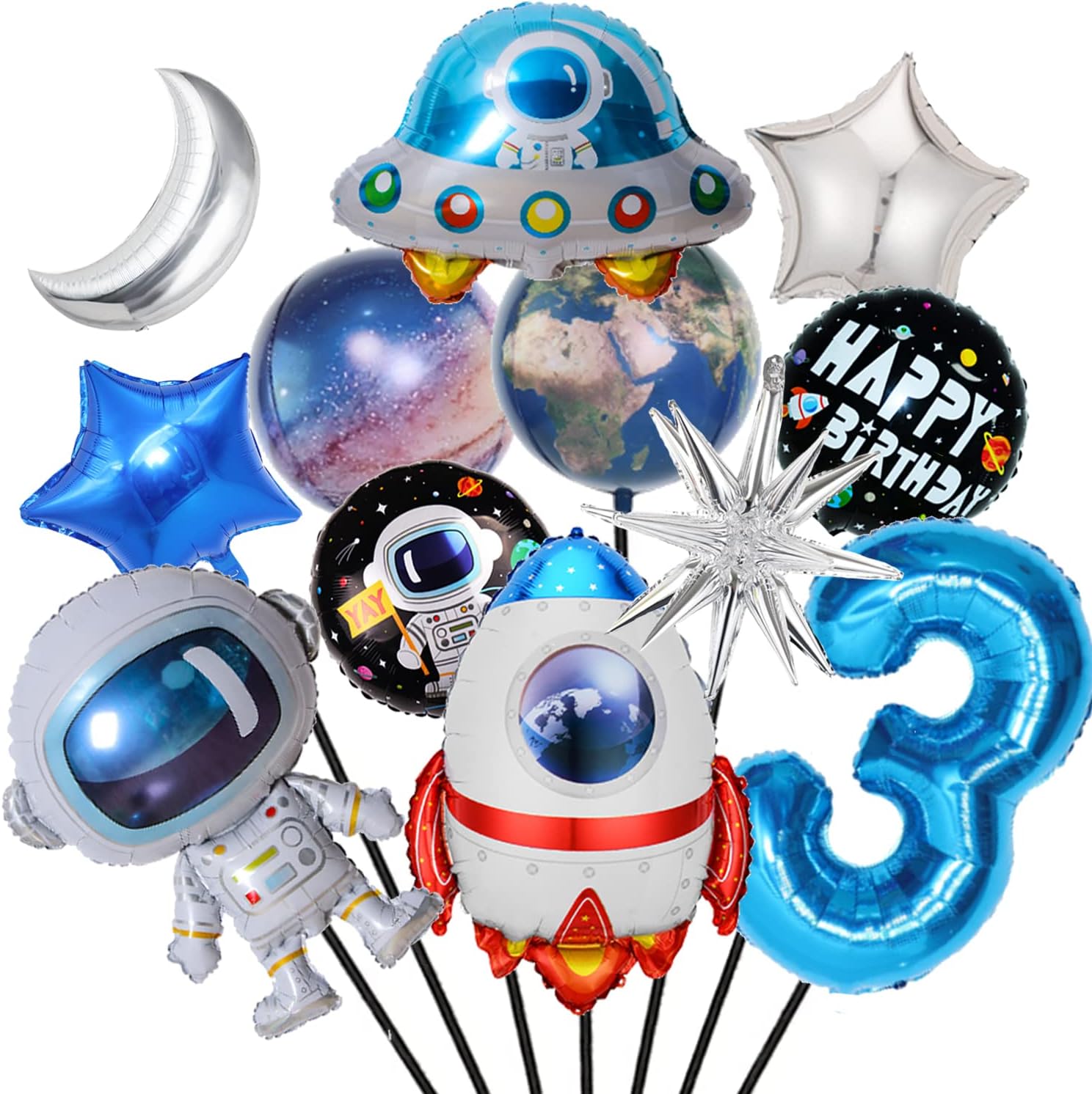 Amazon.com: Finypa 12Pcs Space Theme Birthday Party Decoration ...