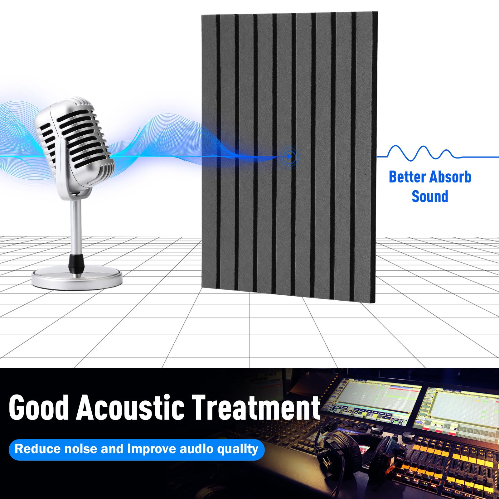 Pushglossy 12 Pack Acoustic Panels with Self Adhesive, 16x12x0.4 in ...