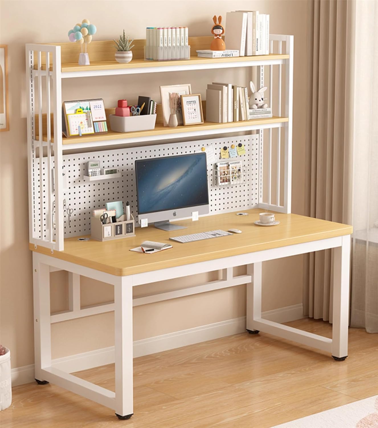 JHKZUDG Computer Desk with Storage Shelves,Modern Simple Style Laptop ...