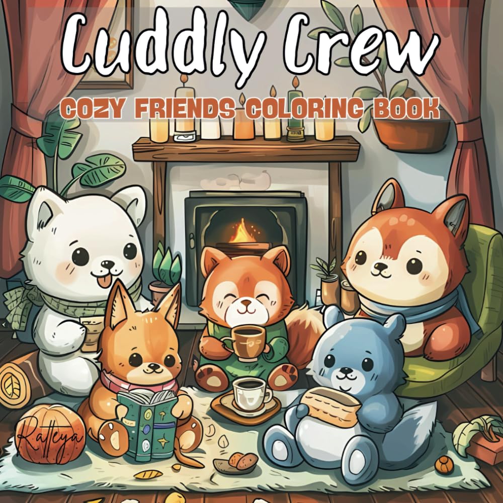 Cuddly Crew: Cozy Friends Coloring Book with Cute Animals for Stress ...