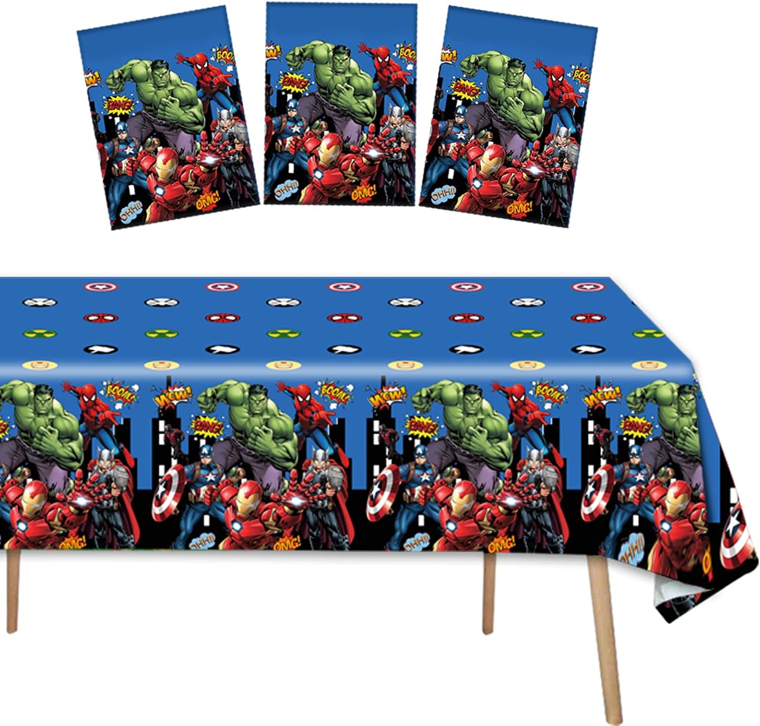 Amazon.com: QICI 3pcs Super Hero Birthday Tablecloth Super Hero ...