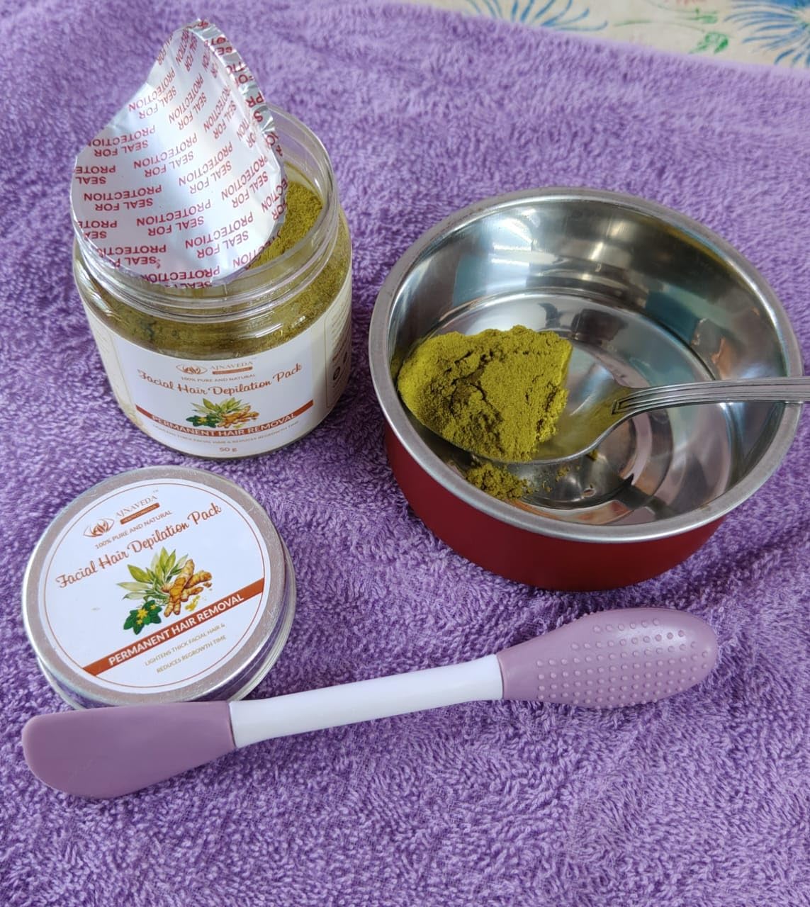 Buy AJNAVEDA Permanent Facial Hair Removal Pack - 50 gms | Natural ...