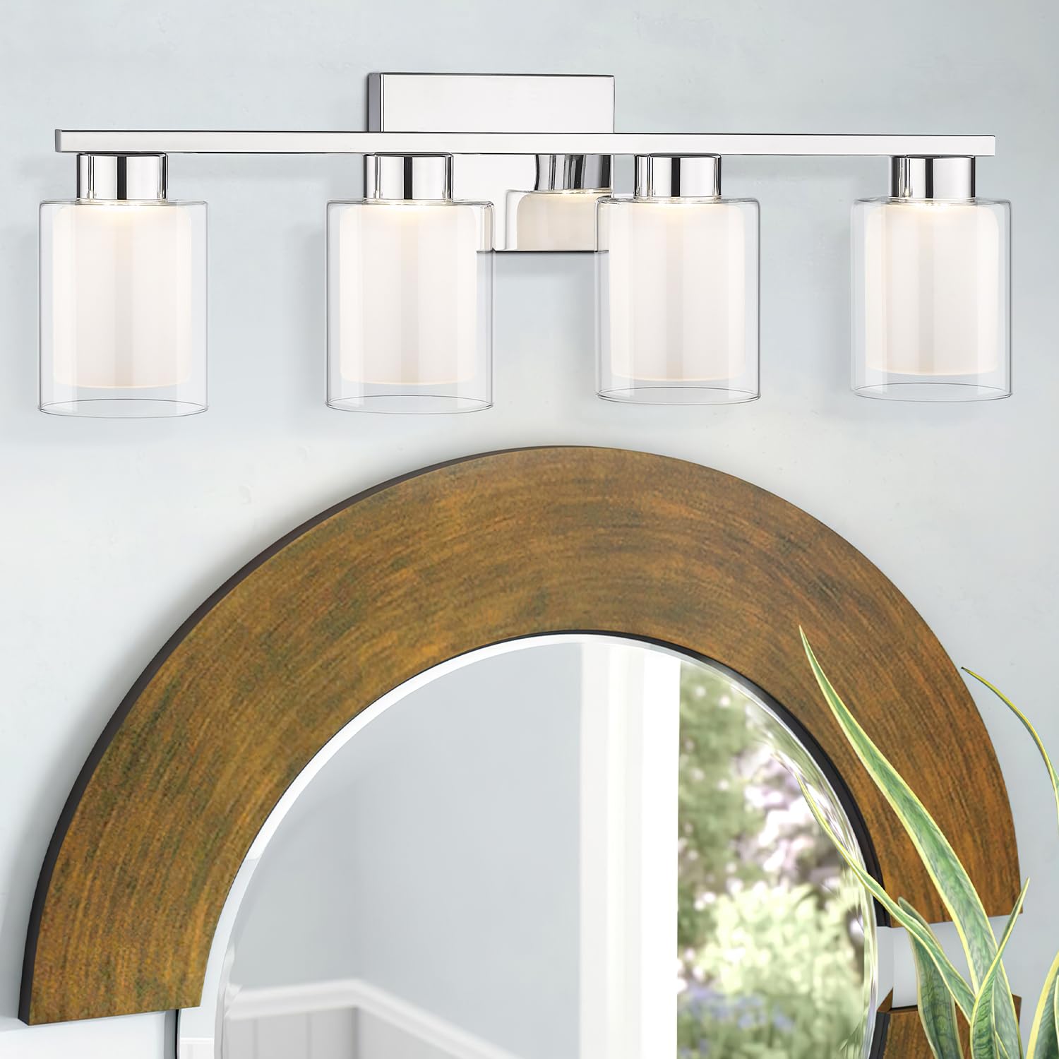 kudos Chrome Vanity Light, 4-Light Bathroom Light Fixtures, Modern LED ...