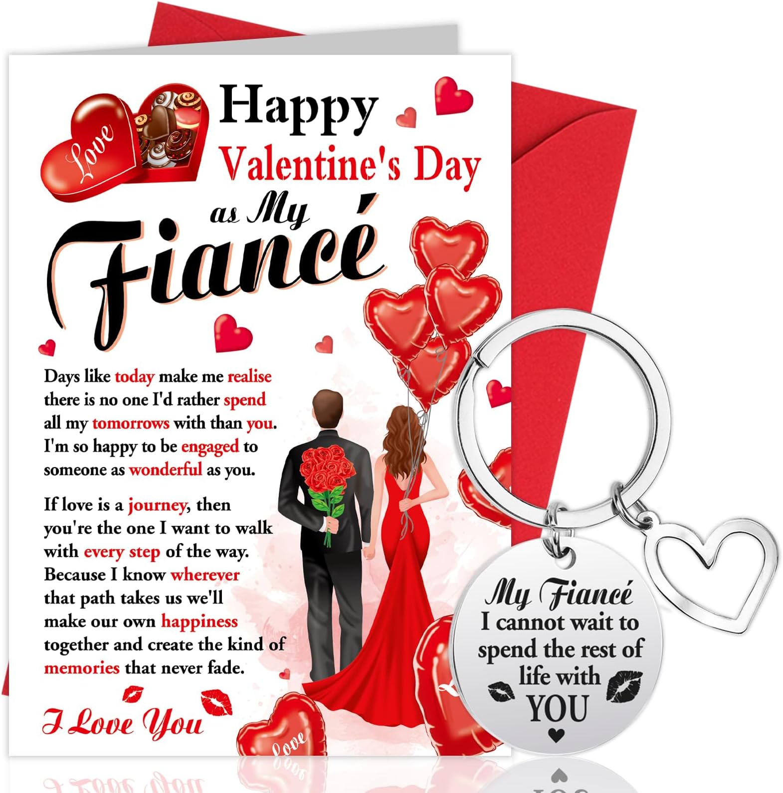 HOWAF Valentines Card for Fiancé, Valentine's Day Card for Fiancé ...