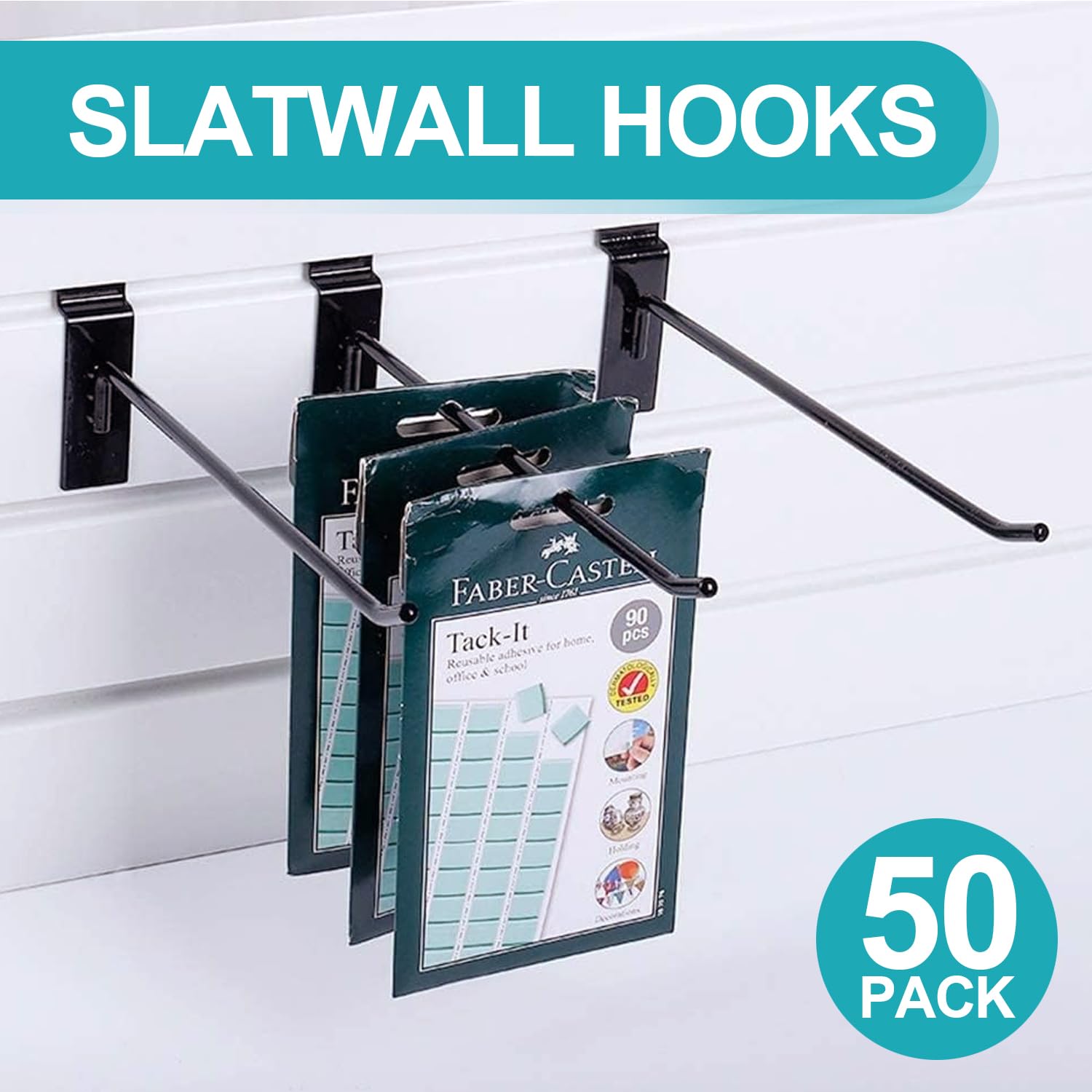 Snapklik.com : Slatwall Hooks 50 PCS 8 Inch Black Slatwall Accessories ...