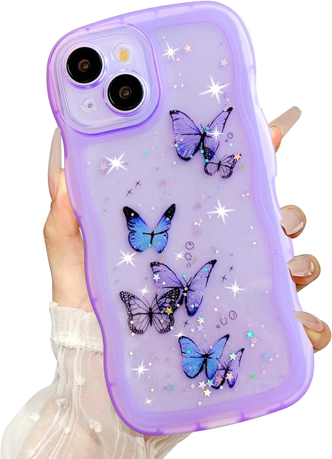 Amazon.com: UEEBAI Wave Case for iPhone 15 Plus, Pretty Bling Glitter ...
