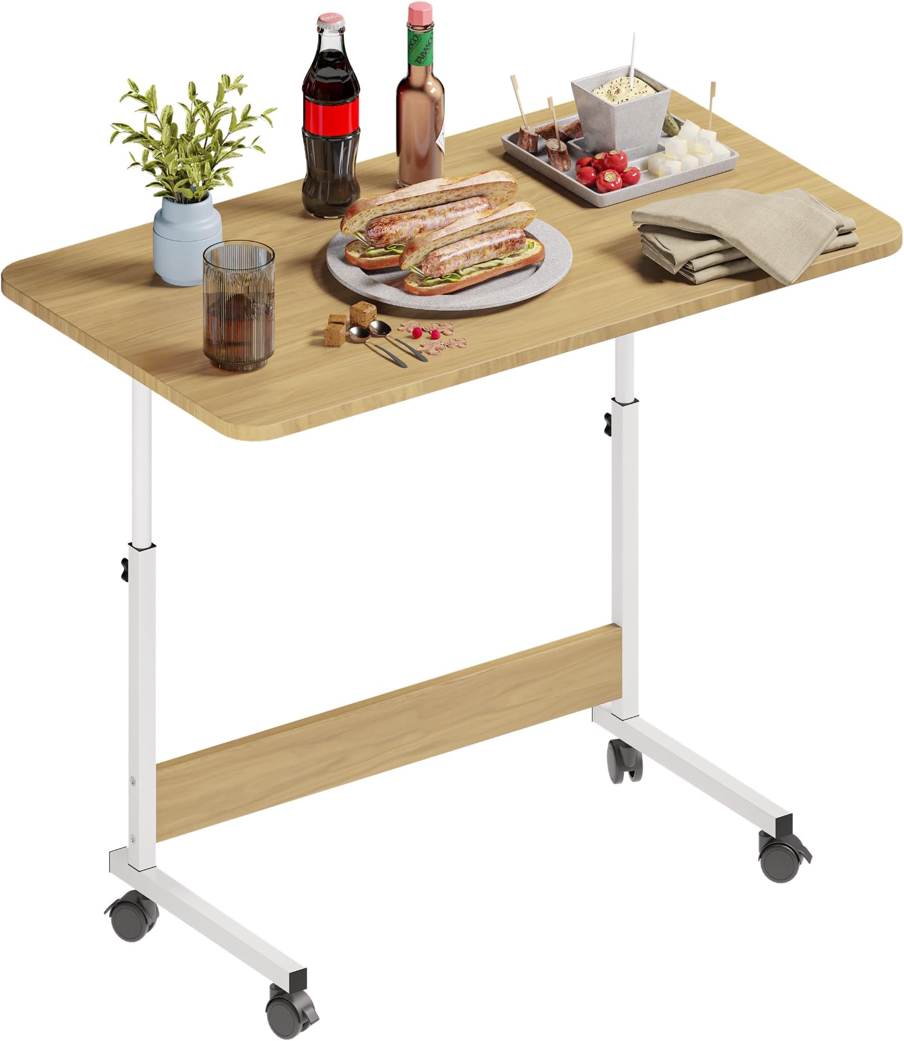 Generic - Mesa Auxiliar con Ruedas para Sala y Dormitorio - Altura ...