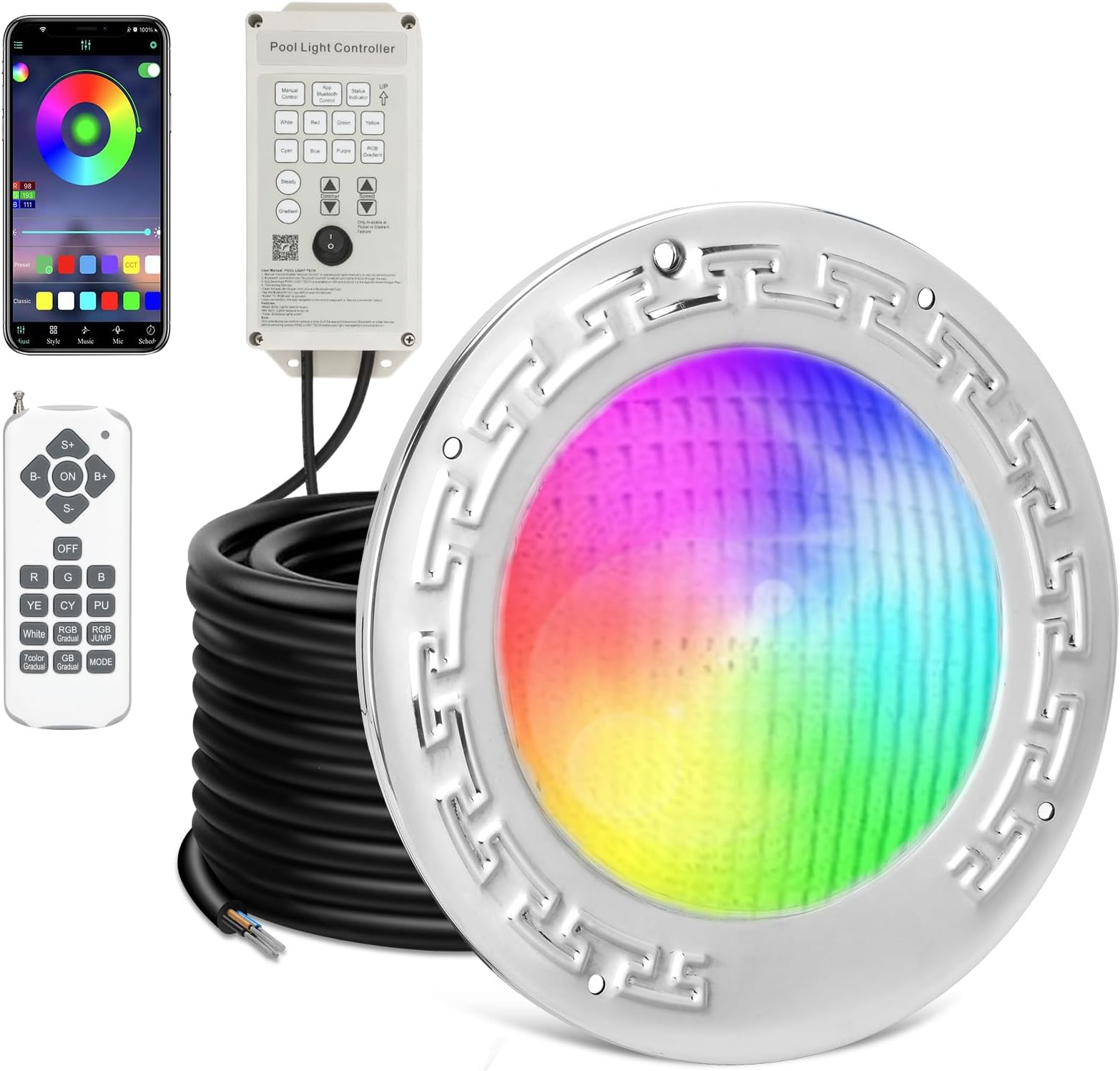 Amazon.com: 10 Inch LED Pool Light with Transformer Controller and ...