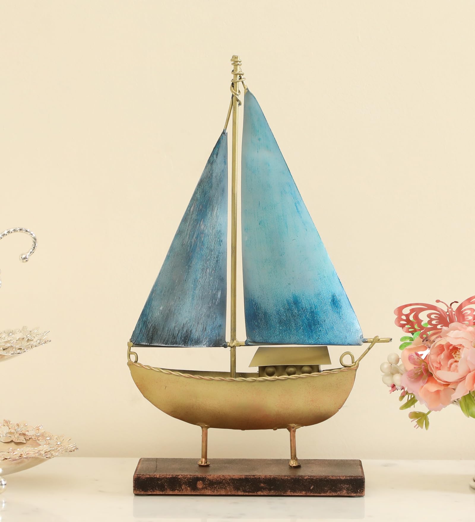 Buy vedas Multicolour Iron & MDF Hope Boat Ship Model Figurine ...