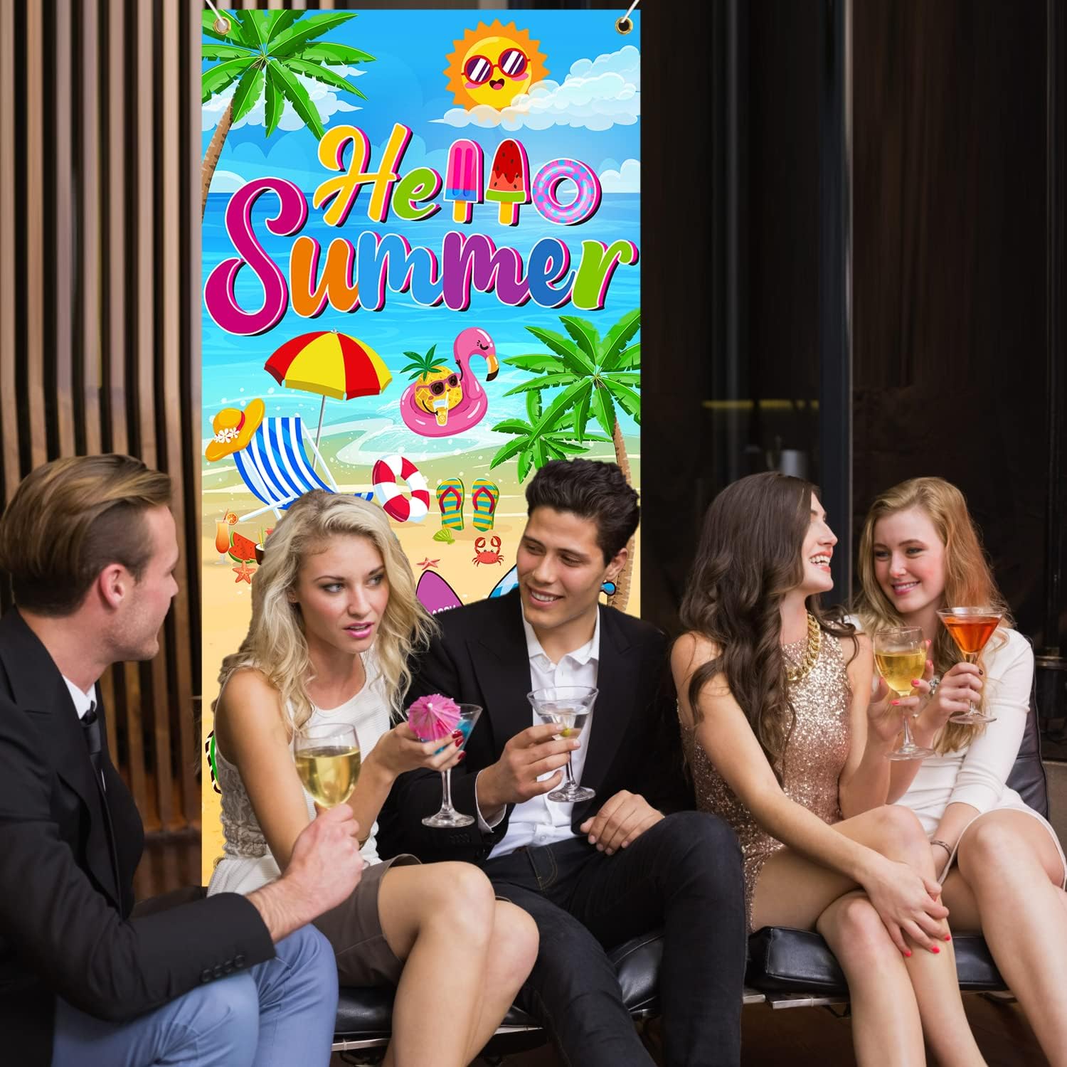 Decoración de fiesta de verano, cubierta de puerta, 6 x 2.9 pies ...