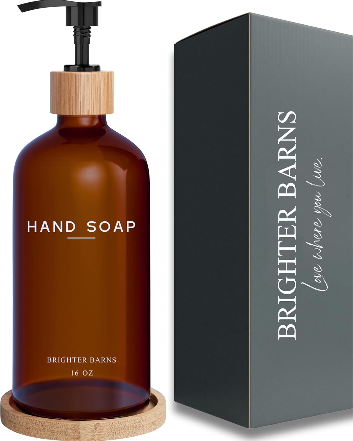 Amazon.com: Amber Glass Hand Soap Dispenser Bathroom Set by Brighter ...