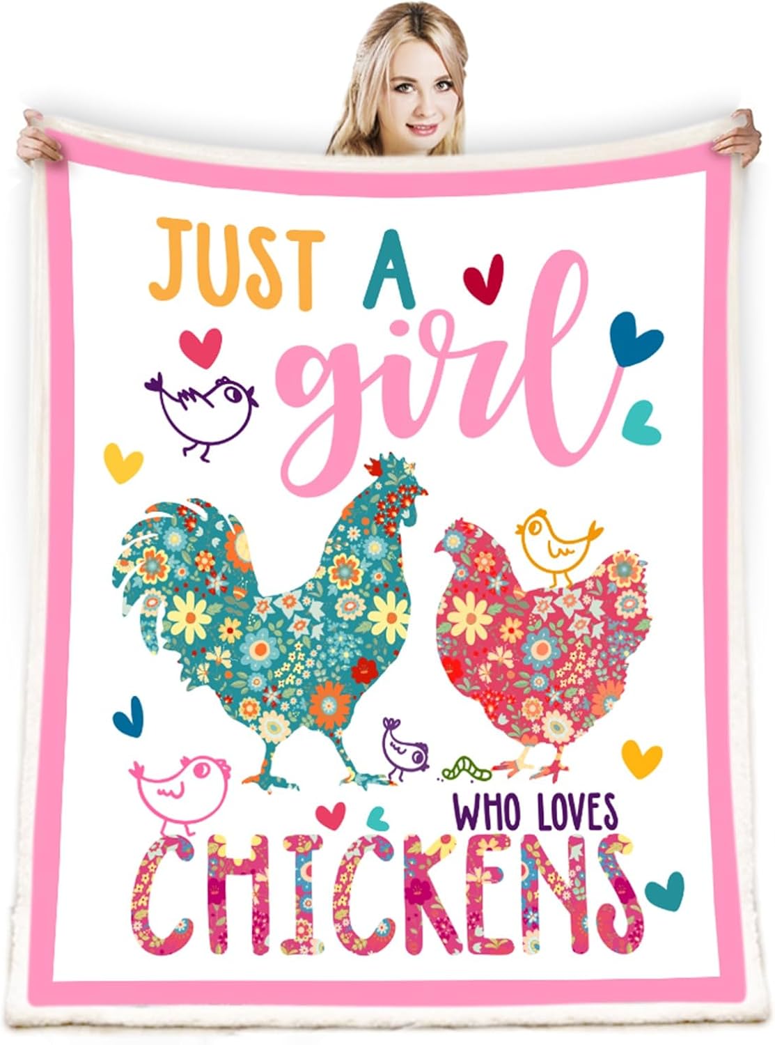 Amazon.com: Chicken Blanket,Chicken Decor Gift Blanket,Just A Girl Who ...