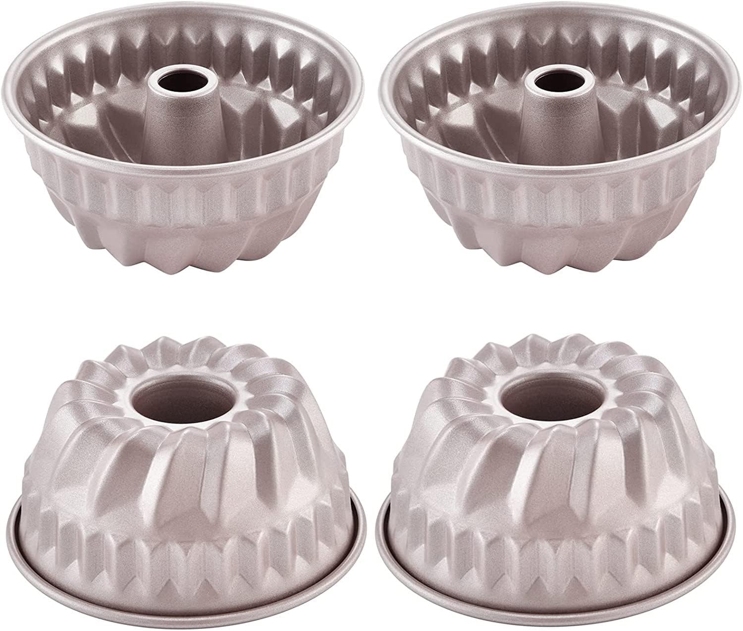 Amazon.com: 4Pcs Nonstick Bundt Cake Pan Mini Tube Pans Baking ...