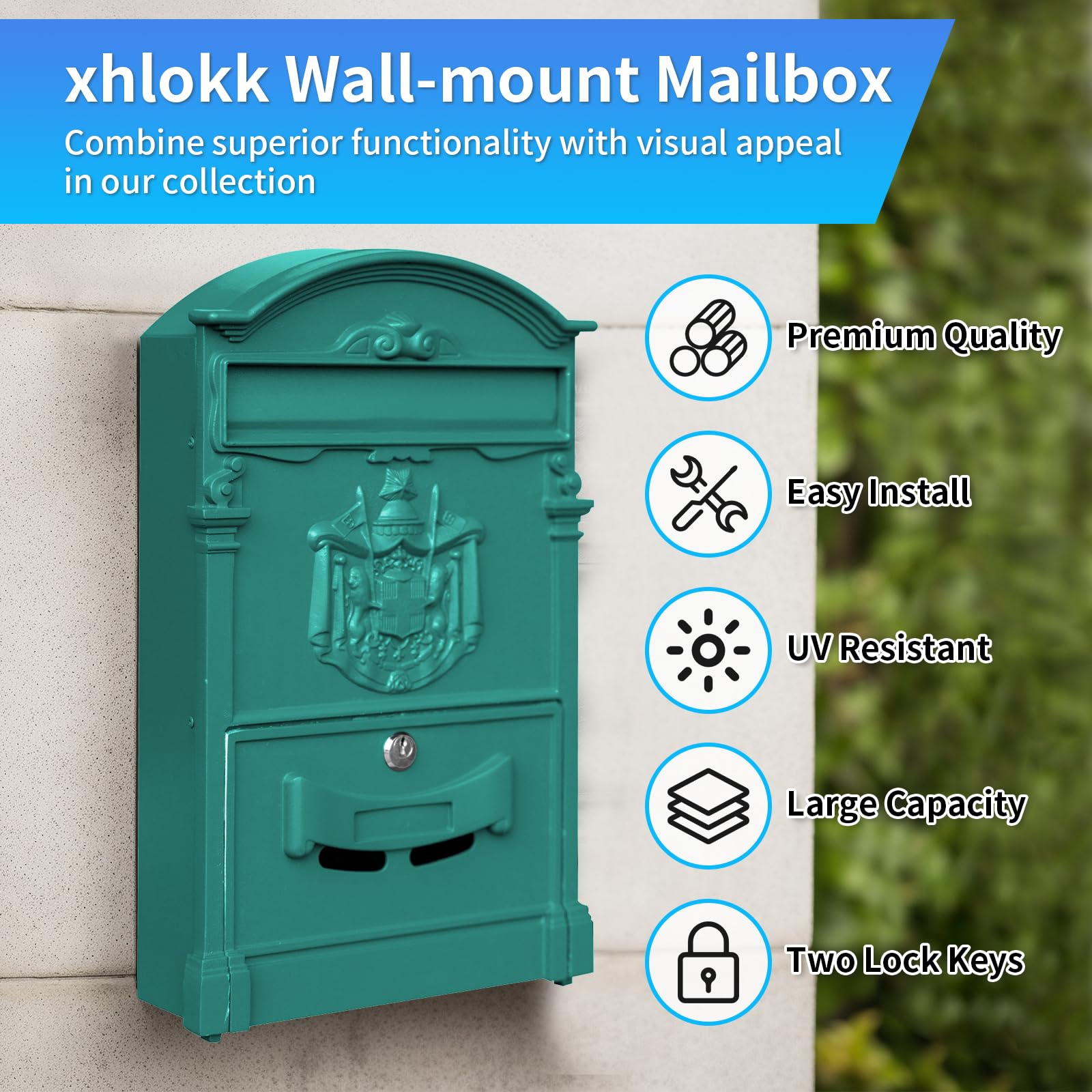 Snapklik.com : Xhlokk Vintage Wall-Mount Locking Mailbox For House ...