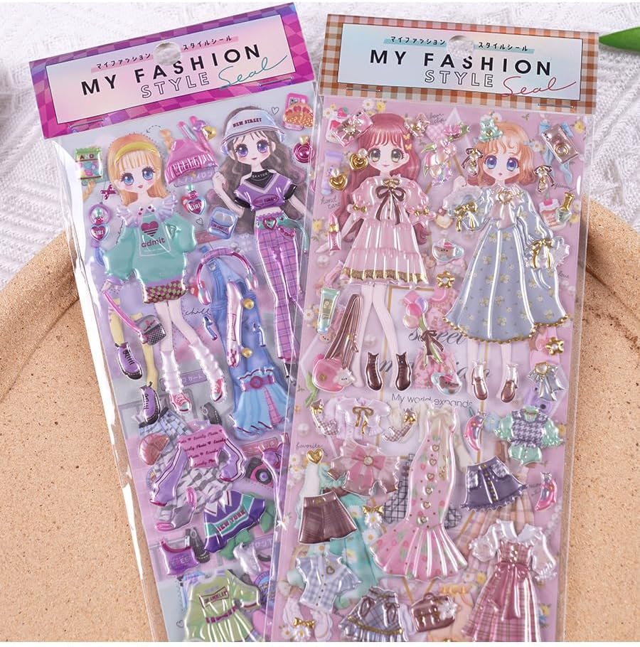 OANGO Stickers 2 Sheets DIY 3D Stickers for Girls Princess Dress-Up ...