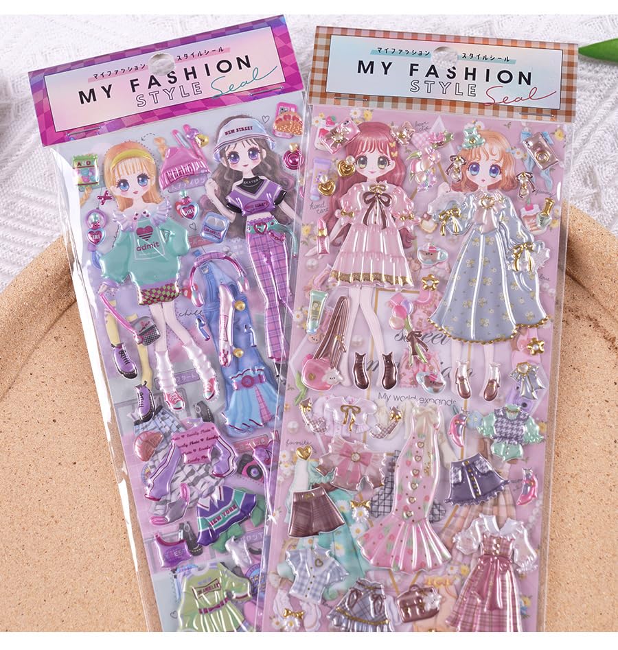 OANGO Stickers 2 Sheets DIY 3D Stickers for Girls Princess Dress-Up ...