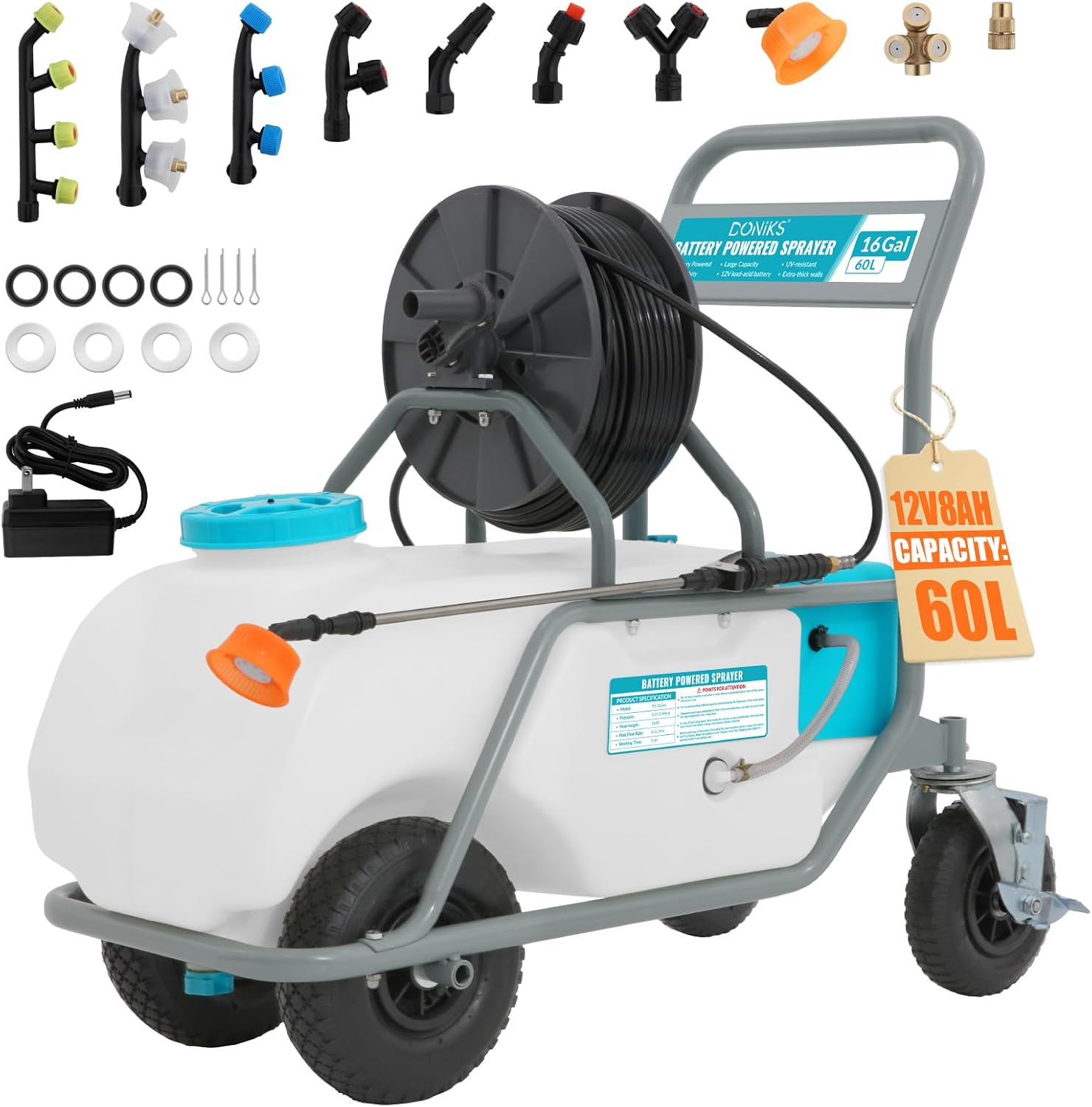 Amazon.com : 16 Gallon Battery Powered Sprayer with Wheeled Cart,0 ...
