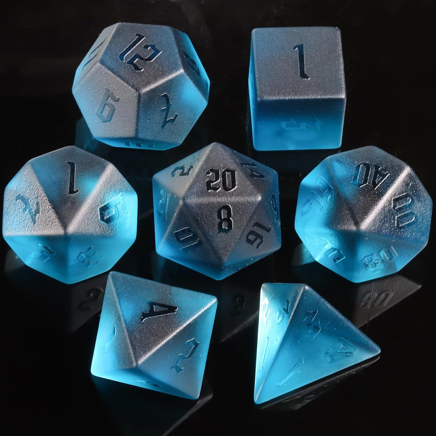 Amazon.com: LUCKY-M Matte Blue Crystal Dice, 7 Pcs DND Dice for ...