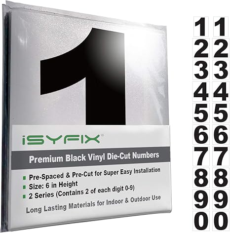 Amazon.com: Black Vinyl Numbers Stickers - 6 Inch Self Adhesive - 2 ...