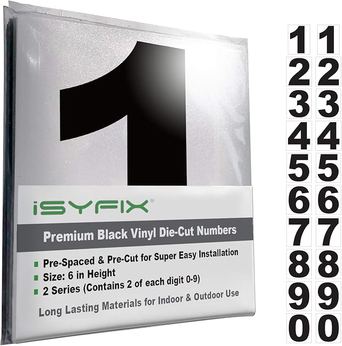 Amazon.com: Black Vinyl Numbers Stickers - 6 Inch Self Adhesive - 2 ...