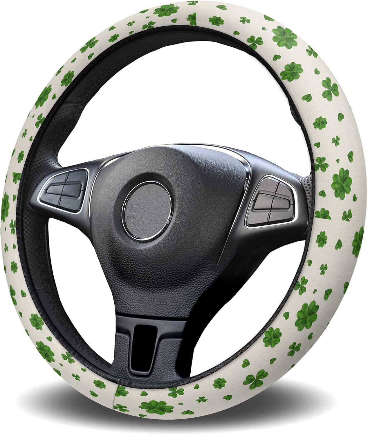 Amazon.com: LUSWEET Car Steering Wheel Cover, St. Patrick Lucky Clover ...