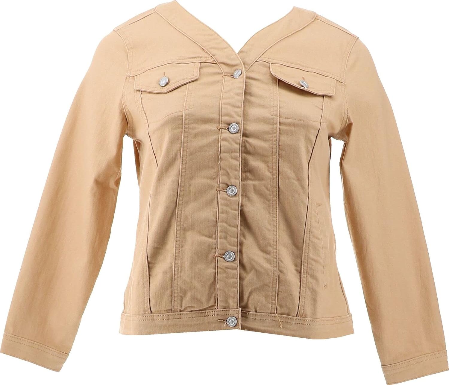 DG2 Diane Gilman Stretch Collarless Denim Jacket 765-273 at Amazon ...