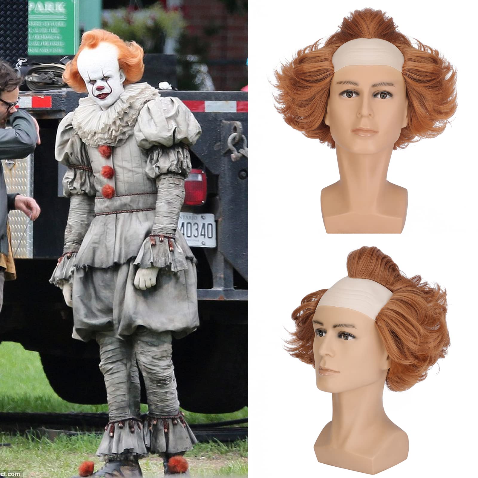 Snapklik.com : Curly Bald Wig For Old Men Ginger Brown Pennywise IT ...