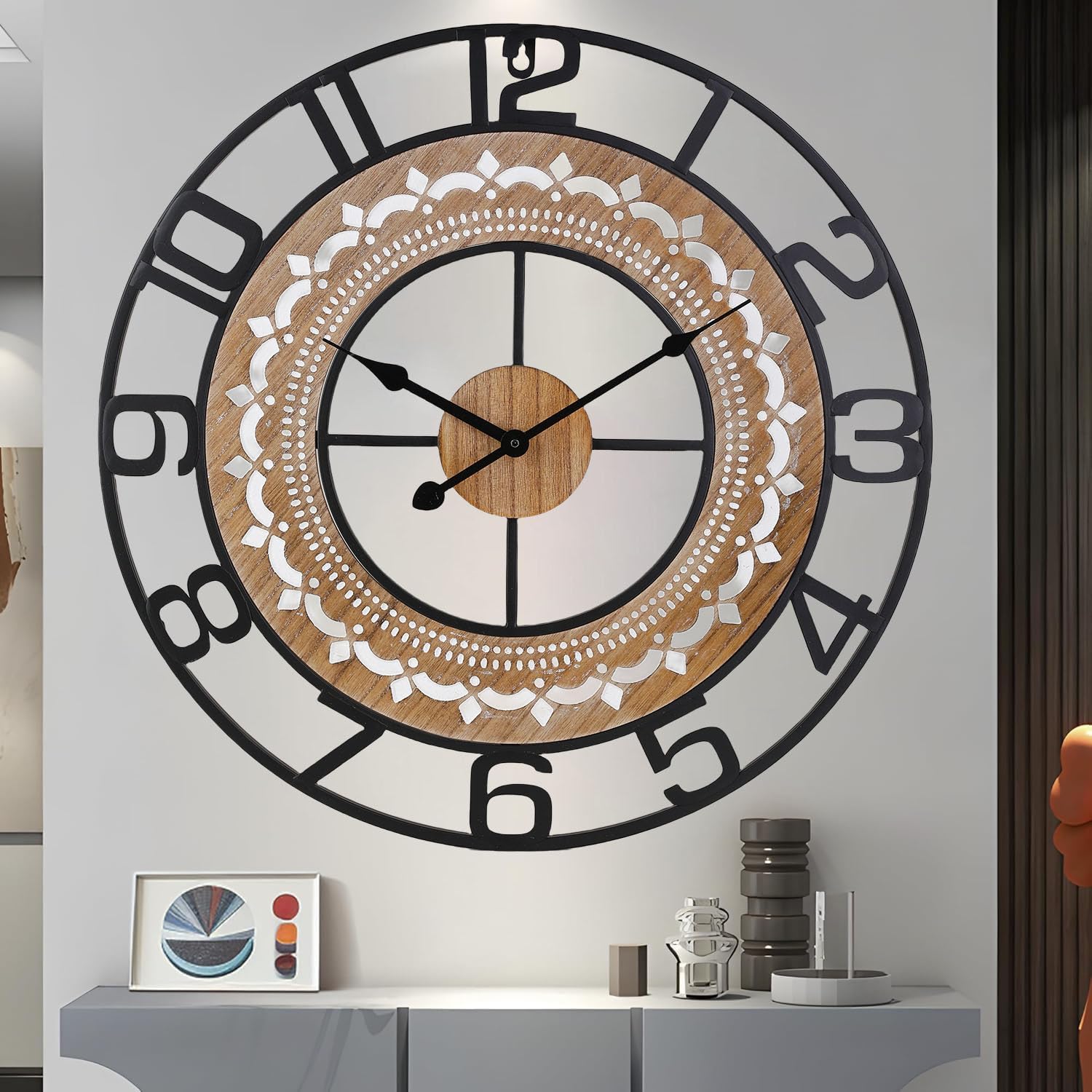 Amazon.com: Wall Clocks for Living Room, Bohemian Pattern Clock Silent ...