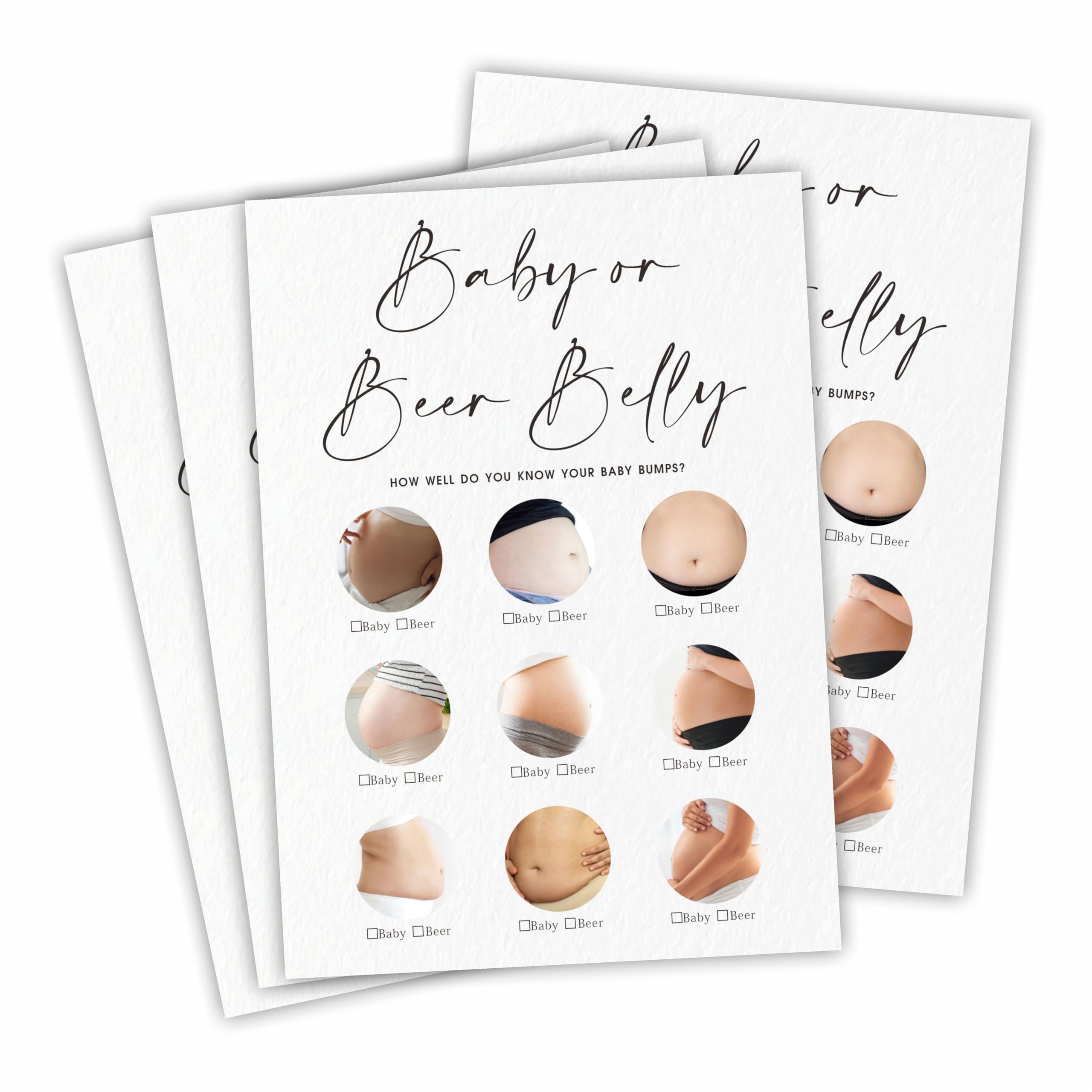 Amazon.com: 30 Baby Or Beer Belly Baby Shower Game Cards With Answer ...