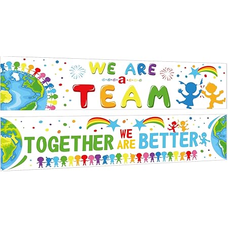 Amazon.com: 2 Pcs Team Bulletin Board Banners Welcome Motivational ...