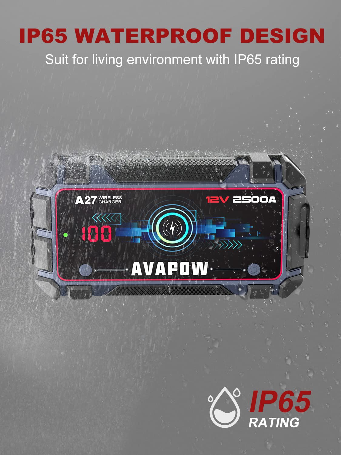 AVAPOW Jump Starter Car Battery 2500A Peak,Portable Jump Starters for ...