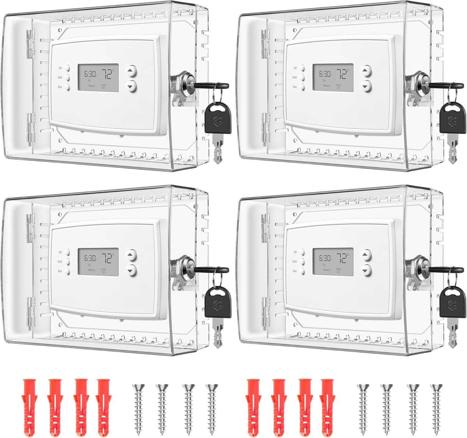 4 PCS Thermostat Lock Box with Key, Large Thermostat Cover with Lock ...