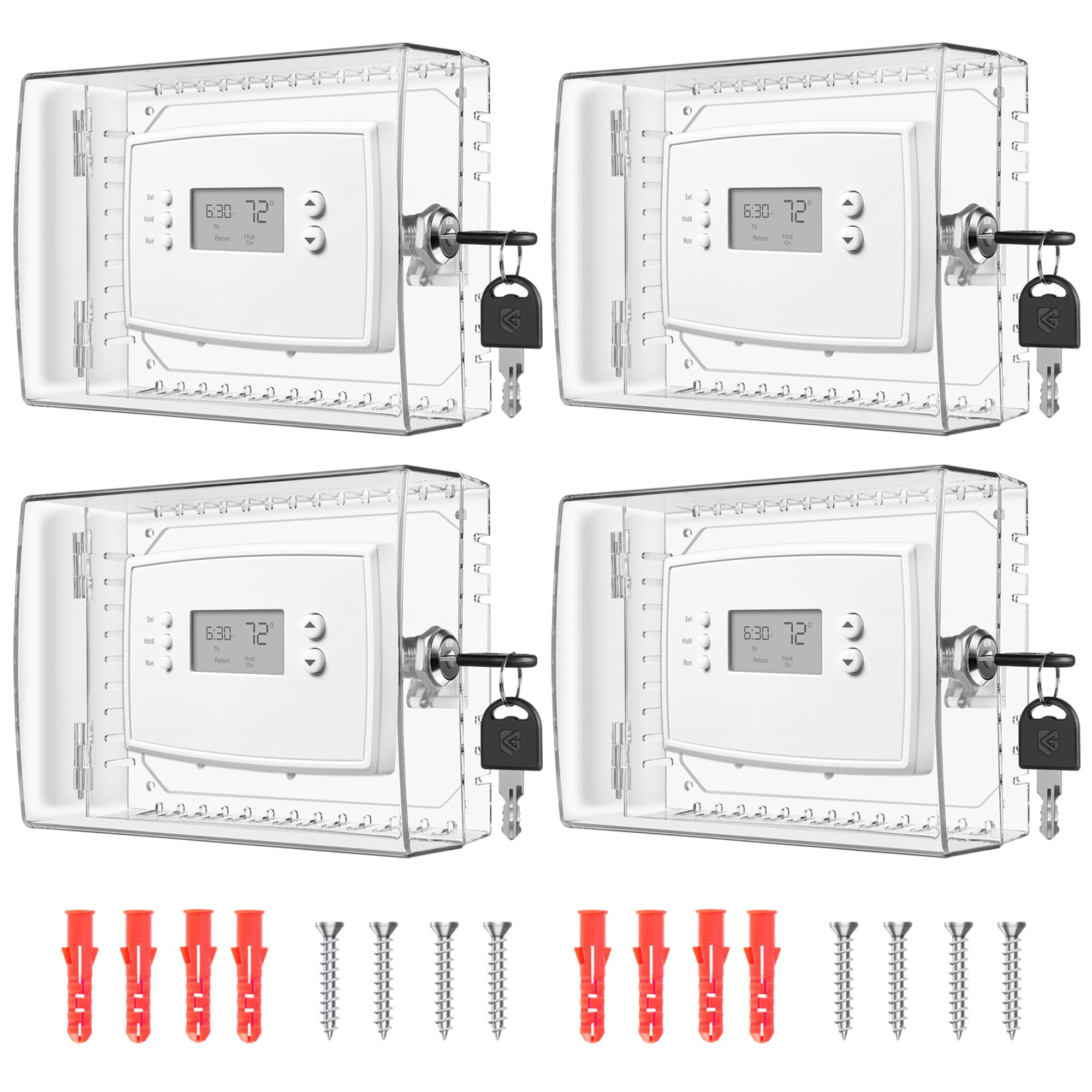 4 PCS Thermostat Lock Box with Key, Large Thermostat Cover with Lock ...