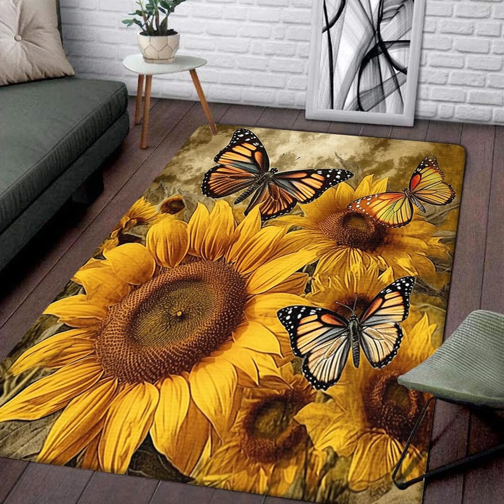Amazon.com: Area Rugs Sunflowers Hello Sunshine Rug Sunflower Rugs ...