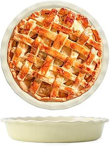 Amazon.com: FEOOWV 10inch Ceramic Round Pie Dish,Pie Pan, Quiche Baking ...