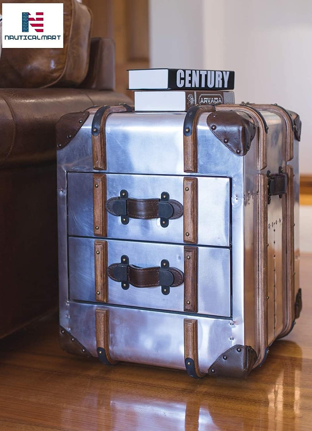 Amazon.com: Nautical-Mart Aviator Luggage Trunk Side Table, Soft Close ...