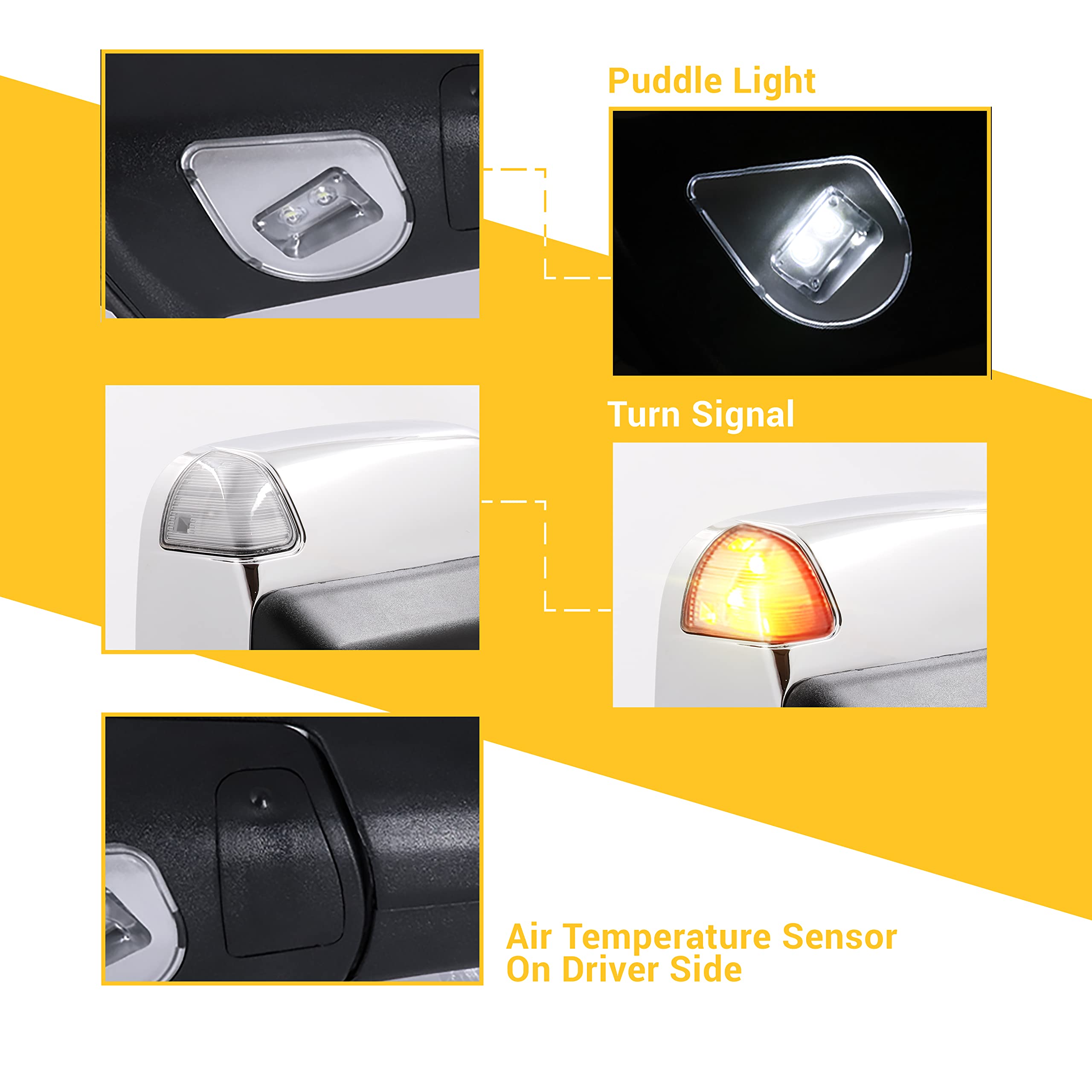 Sanooer Chrome Towing Mirrors Compatible with 2009-2018 Dodge Ram 1500 ...