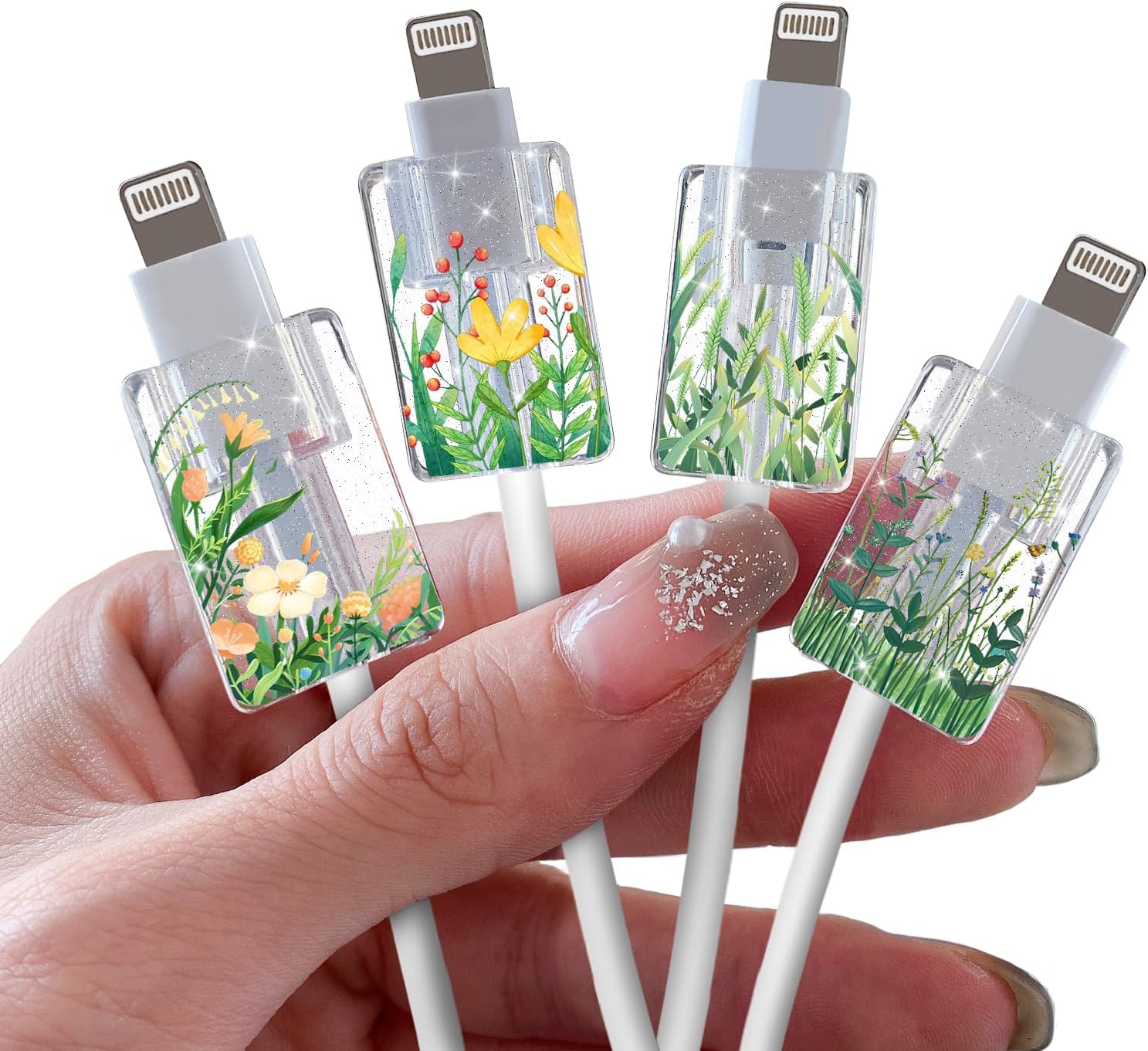 Amazon.com: Glitter Bling Cable Protector for iPhone Type-c Charger ...